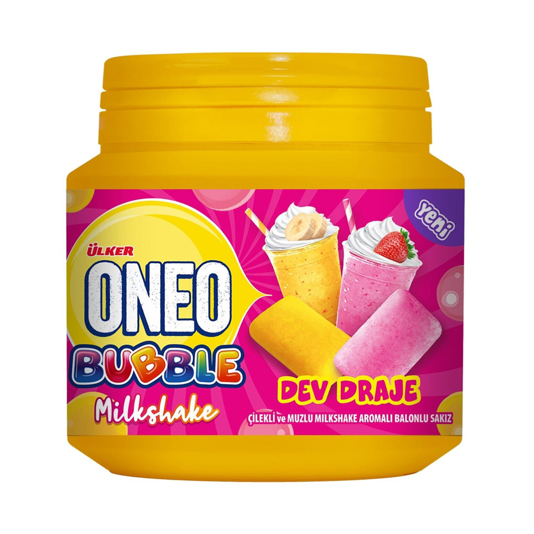 Ulker Oneo Full Strawberry Banana Milkshake Flavored Gum - 76 gr