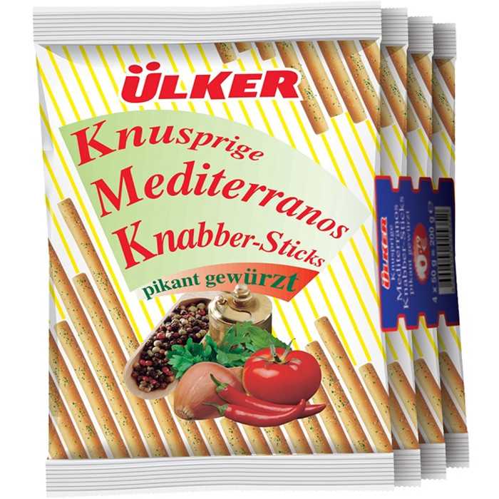 Ulker Mediteranos Spicy Stick Crackers - 4x50 Grams